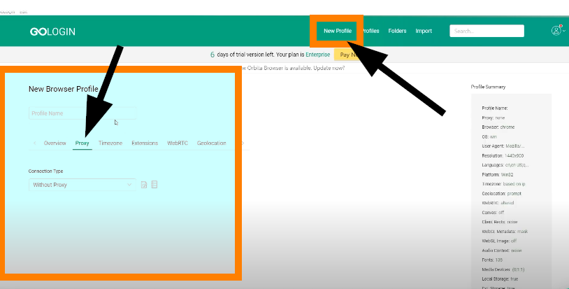 Step-by-Step Guide for Integrating ProxyJet Proxies in GoLogin - proxyjet.io
